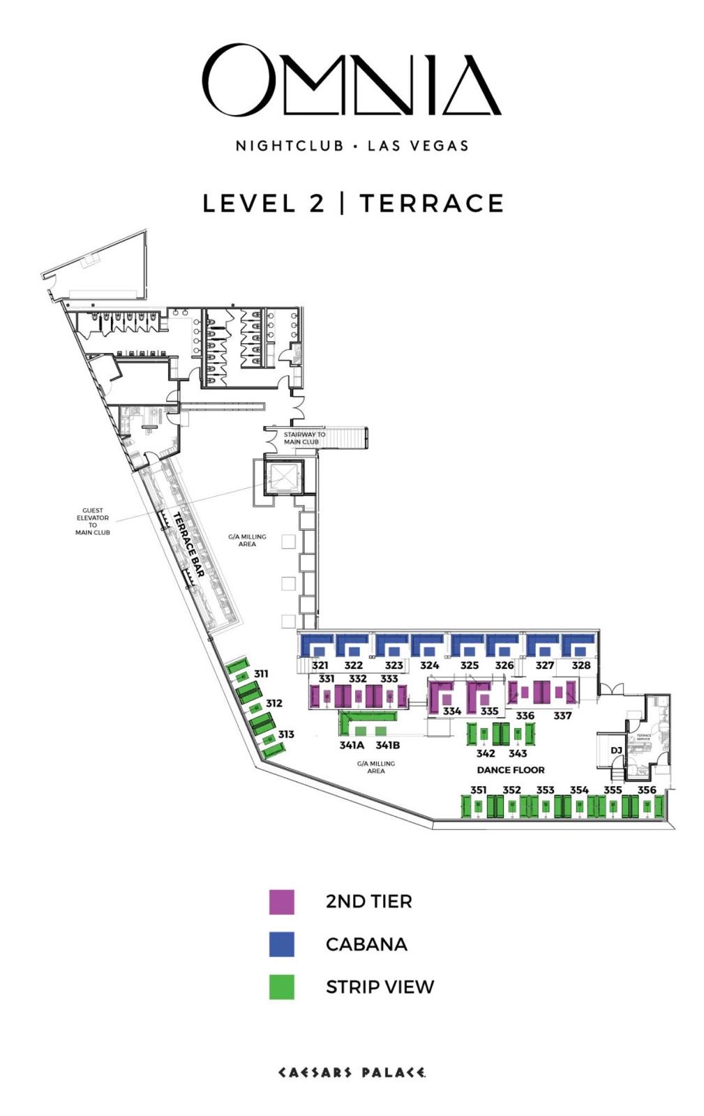 Omnia VIP Table Map Las Vegas